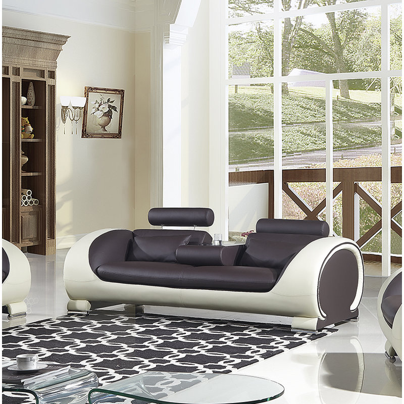 Shryock Sofa Brayden Studio Finish Dark Chocolate Cream